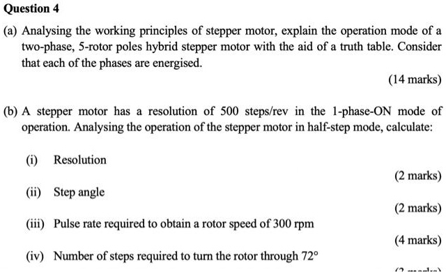 stepper motor question 4 a analysing the working principles of stepper ...