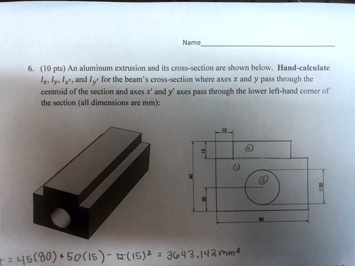 SOLVED: An aluminum extrusion and its cross-section are shown below ...
