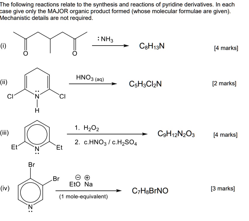 the following reactions relate to the synthesis and reactions of ...