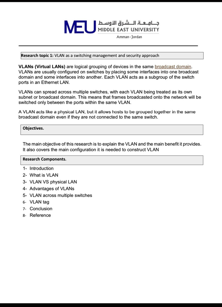 SOLVED: جــامـعــة الــشـرق الأوســ MIDDLE EAST UNIVERSITY Amman-Jordan ...