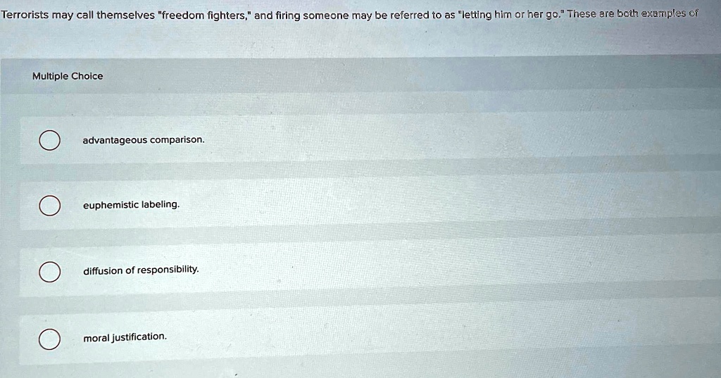 Terrorists may call themselves "freedom fighters," and firing someone ...