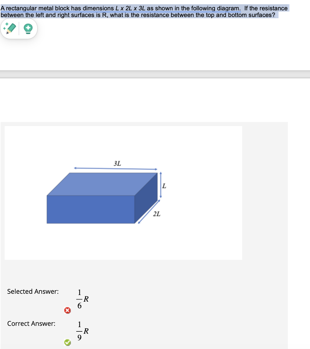 A rectangular metal block has dimensions L × 2 L × 3 L as shown in the ...