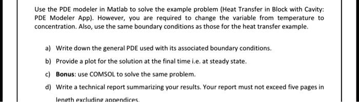 Solved Use The Pde Modeler In Matlab To Solve The Example Problem