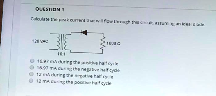QUESTION 1 Calculate the peak current that will flow through this ...