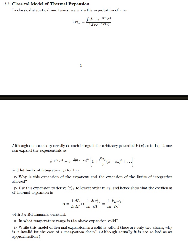 SOLVED: 3.2. Classical Model of Thermal Expansion In classical ...