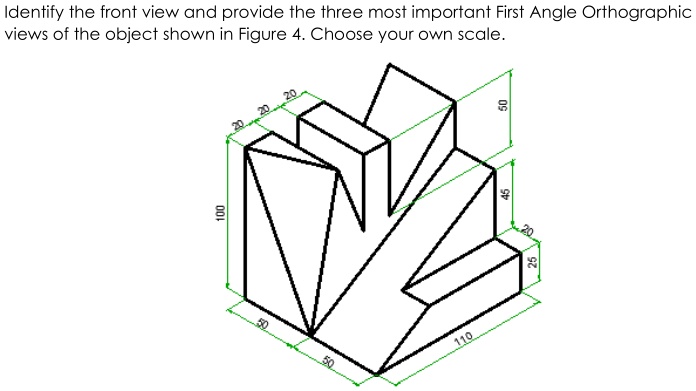 [GET ANSWER] Identify the front view and provide the three most important First Angle ...