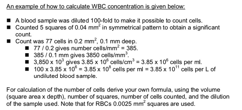 anexampleofhow tocalculatewbc concentration isgiven below a blood ...