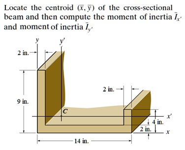 locate the centroid xy of the cross sectional beam and then compute the ...