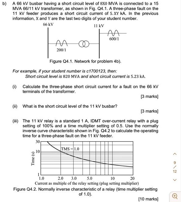 b) A 66 kV busbar having a short circuit level of 8X0 MVA is connected ...