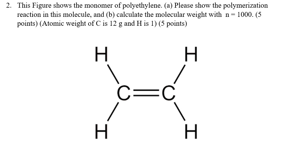 2. This Figure shows the monomer of polyethylene. (a) Please show the ...