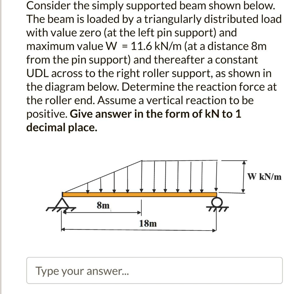 SOLVED: Consider the simply supported beam shown below. The beam is loaded by a triangularly ...