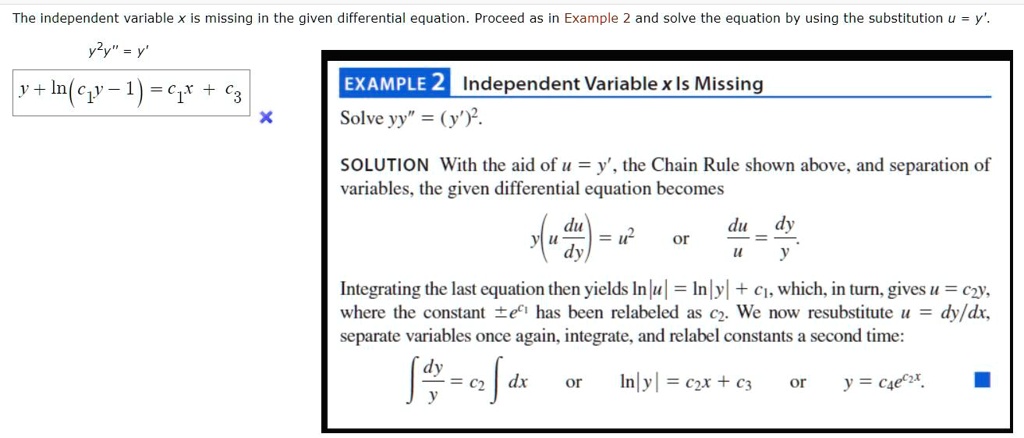 SOLVED: The independent variable x is missing in the given differential ...