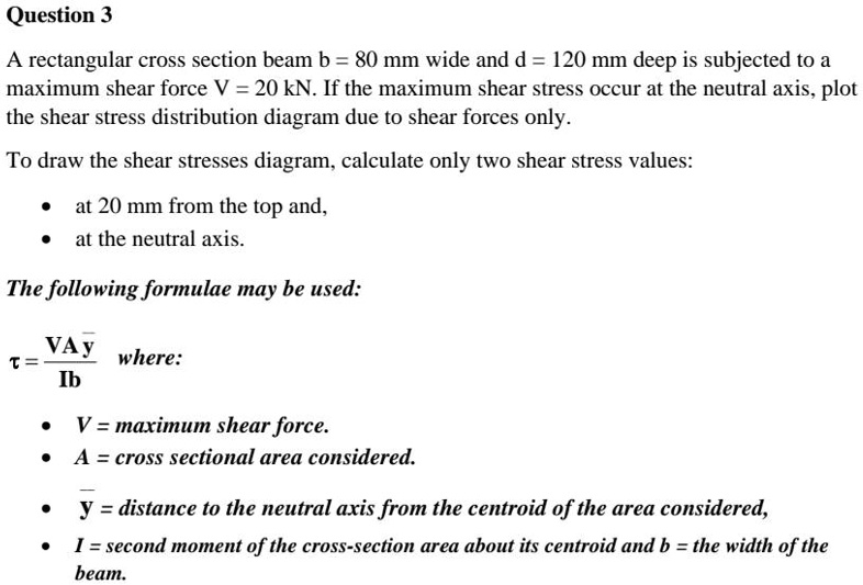 A rectangular cross-section beam with a width (b) of 80 mm and a depth ...