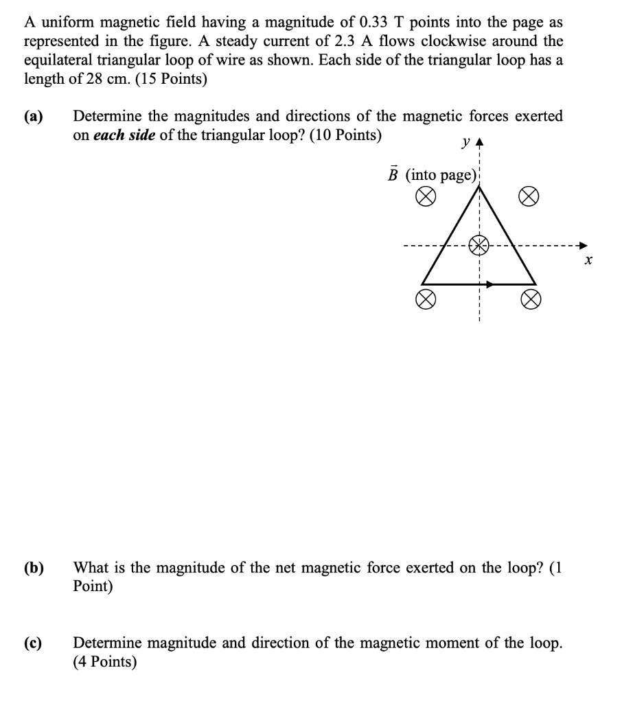 a uniform magnetic field having magnitude of 033 points into the page as represented in the ...