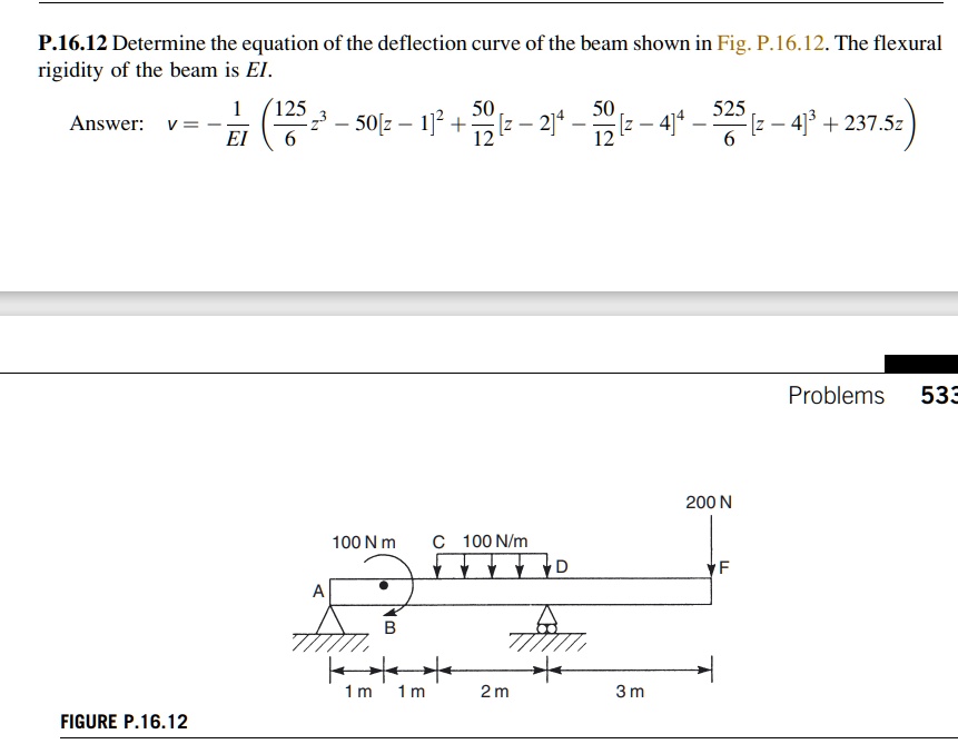 P.16.12 Determine the equation of the deflection curve of the beam ...