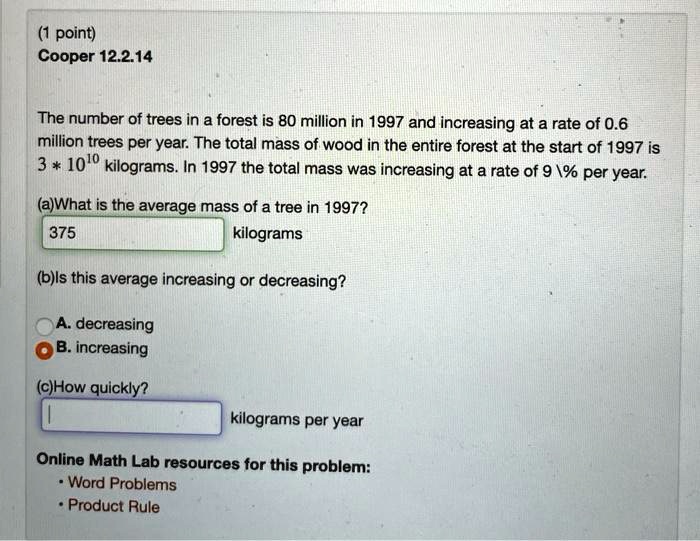 point cooper 12214 the number of trees in a forest is 80 million in ...