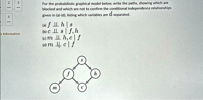 SOLVED: For the probabilistic graphical model below, write the paths ...