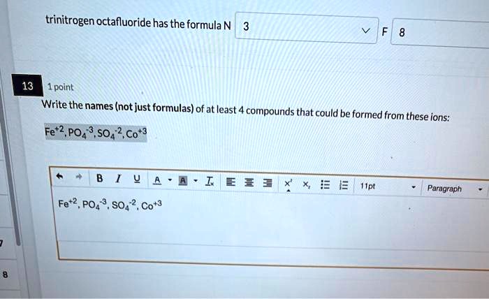 SOLVED: Trinitrogen octafluoride has the formula NF3.