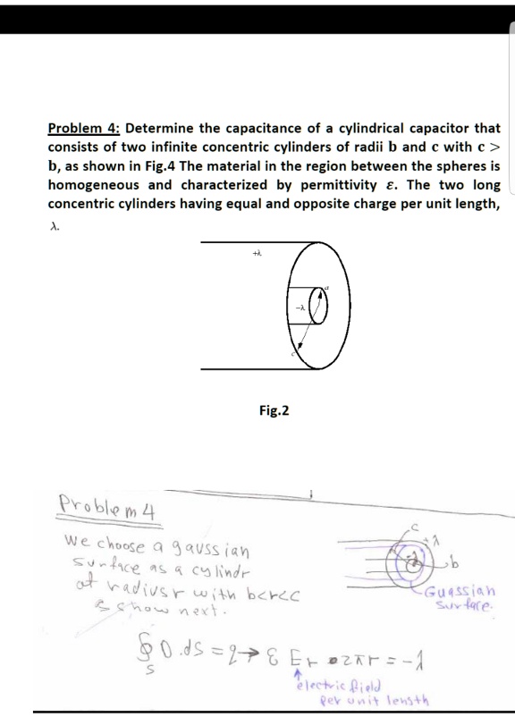 Solved Problem 4 Determine The Capacitance Of A Cylindrical Capacitor