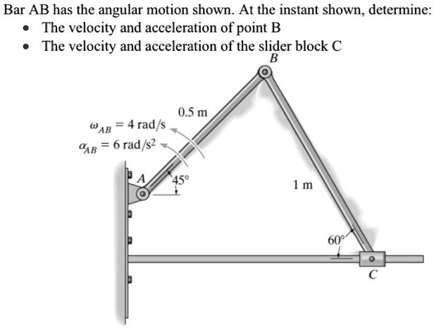 SOLVED: Bar AB has the angular motion shown. At the instant shown, determine the velocity and ...