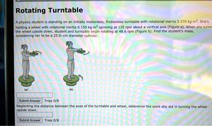 SOLVED: Rotating Turntable physics student is standing on an initially ...