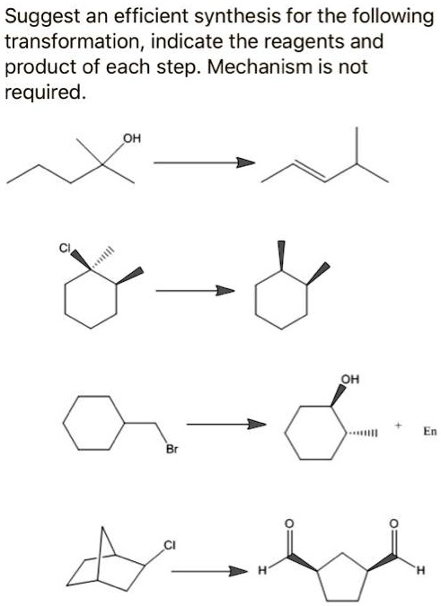 SOLVED: Suggest an efficient synthesis for the following transformation, indicate the reagents ...