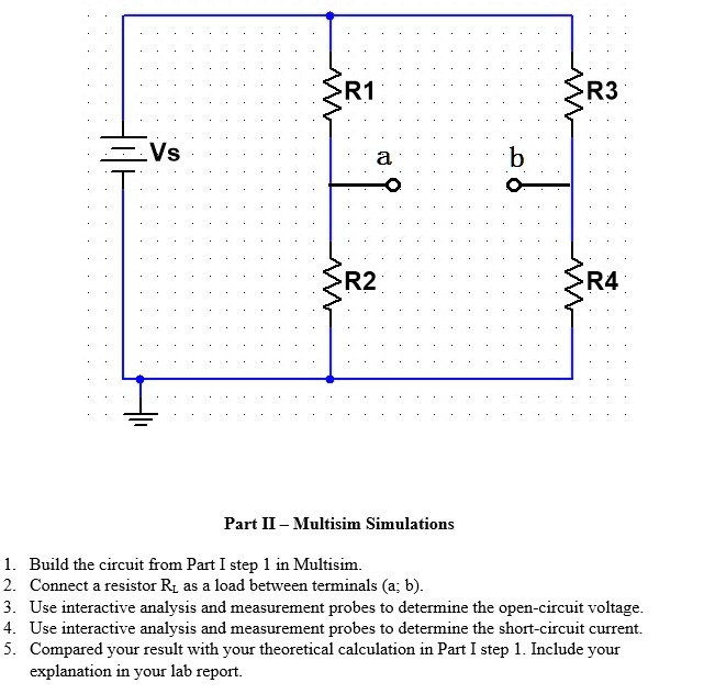 SOLVED: Part II - Multisim Simulations Build the circuit from Part I step 1 in Multisim. Connect ...