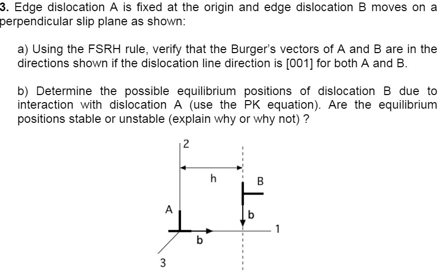 SOLVED: 3. Edge dislocation is fixed at the origin, and the edge ...