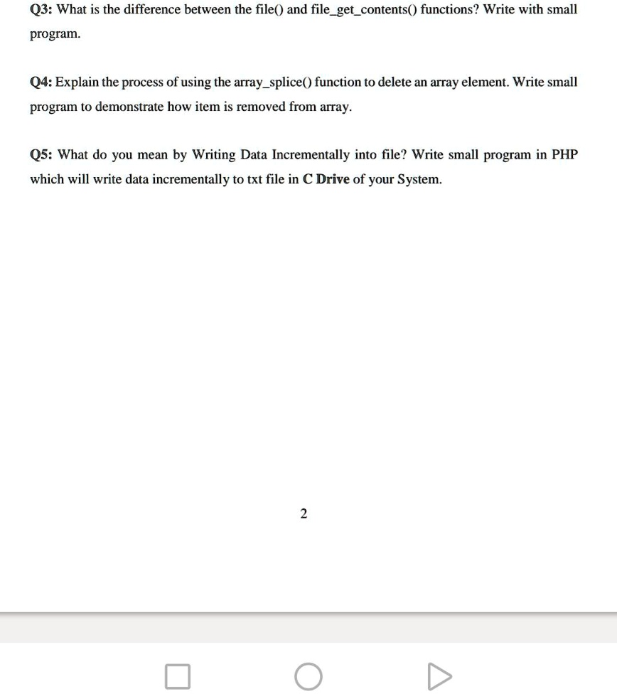 SOLVED: Q3: What is the difference between the filegetcontents() and fileputcontents() functions ...