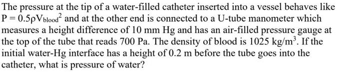 The pressure at the tip of a water-filled catheter inserted into a ...