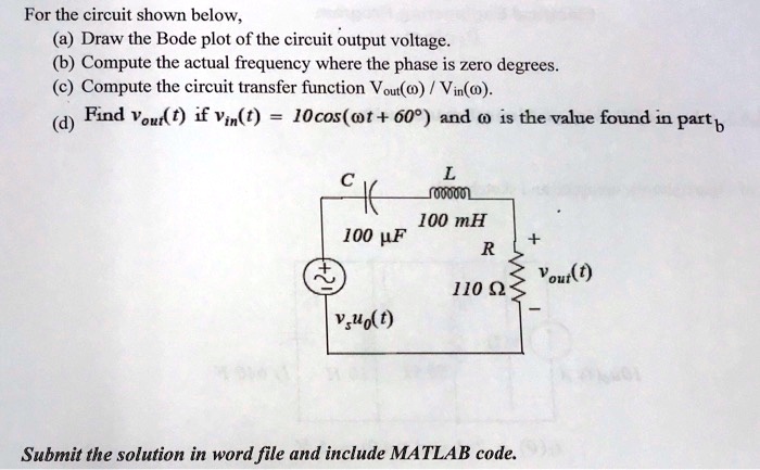 SOLVED: For the circuit shown below, draw the Bode plot of the circuit output voltage. (b ...