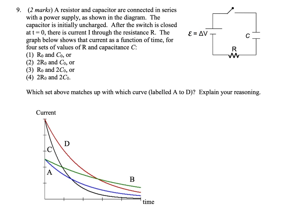 SOLVED: A resistor and capacitor are connected in series with a power ...