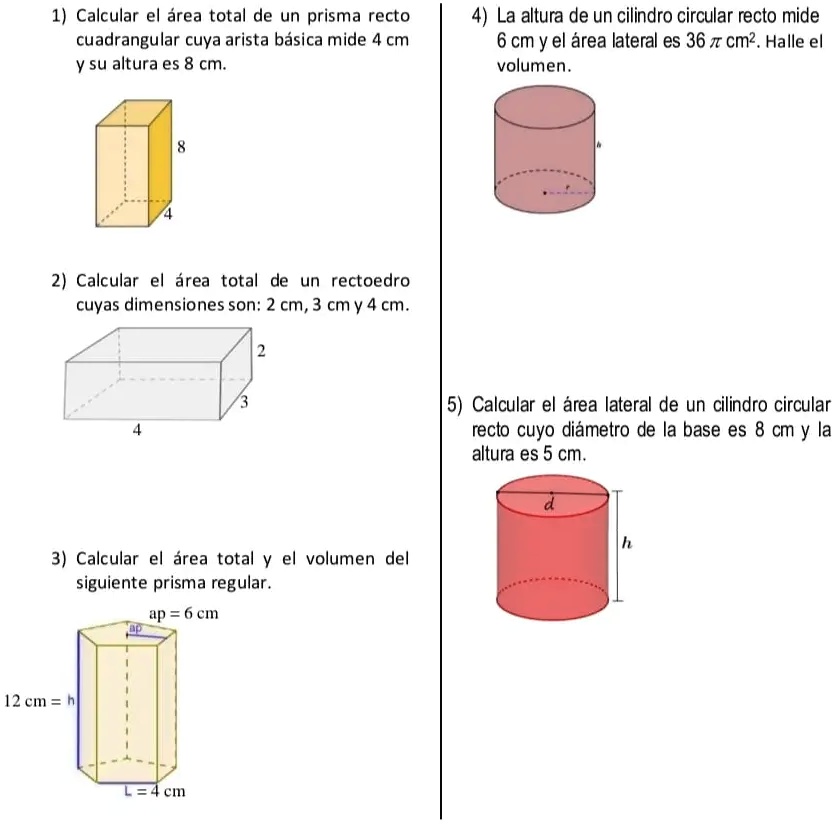 1 calcular el area total de un prisma recto cuadrangular cuya arista ...