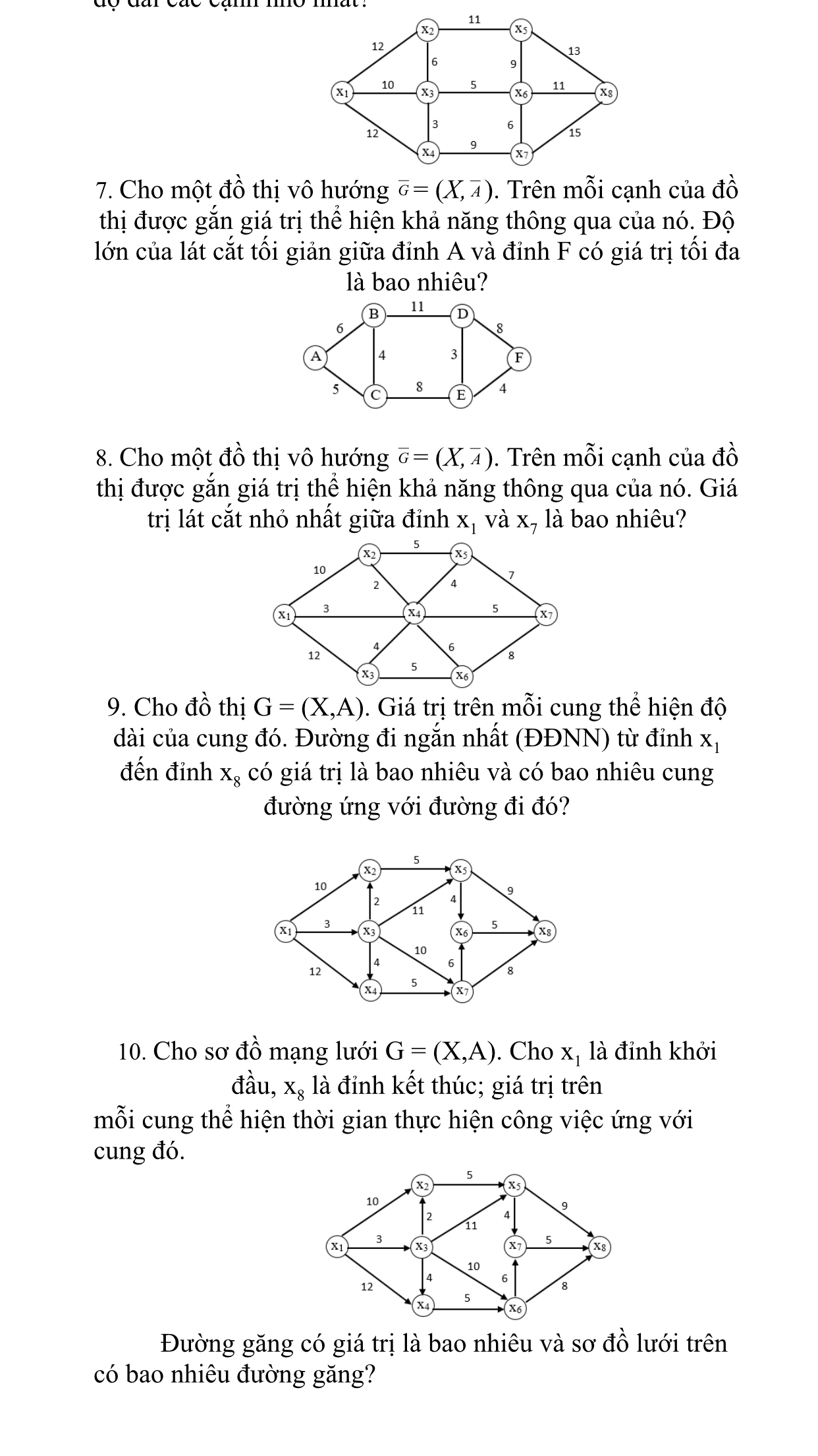 7. Cho m?t ?? th? vô h??ng G̅=(X, A̅). Trên m?i c?nh c?a ?? th? ???c g?n giá tr? th? hi?n kh? n ...