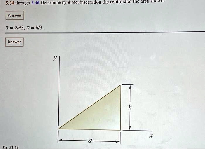 SOLVED: 5.34 through 5.36 Determine by direct integration the centroid ...