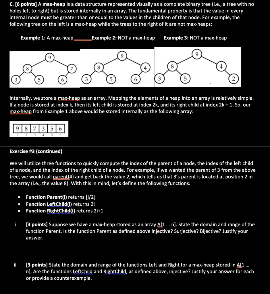 Solved C 6 Points A Max Heap Is A Data Structure Represented Visually As A Complete Binary 5289