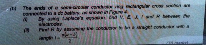 SOLVED: Thekends of semi-circular conductor ring rectangular cross section are (b) connected t0 ...