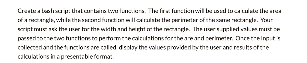 Solved Create A Bash Script That Contains Two Functions The First Function Will Be Used To