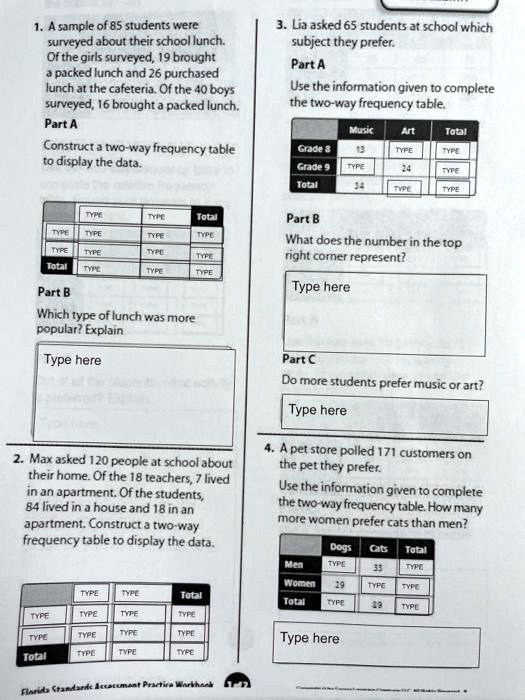 a smple of 85 students were surveyed about their school lunch of the ...
