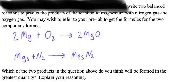 SOLVED: Write two balanced reactions to predict the products of the ...