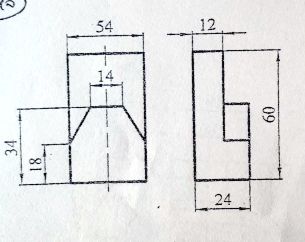 SOLVED: Draw the isometric perspective of the part whose FRONT and TOP ...