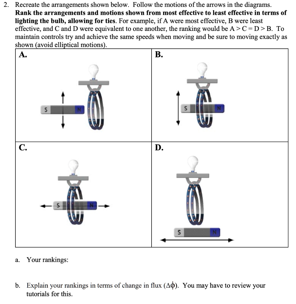 Recreate the arrangements shown below follow the motions of...