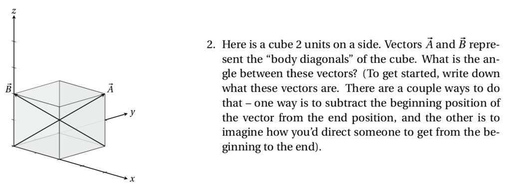 here is a cube 2 units on a side vectors aand b repre sent the body ...