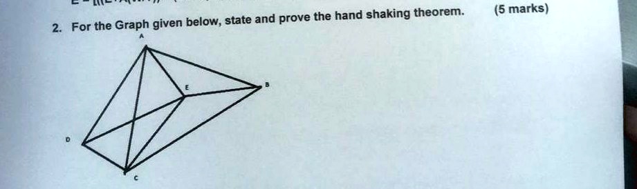 SOLVED: the hand shaking theorem For the Graph given below; state and prove (5 marks)