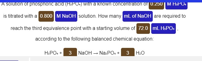 a solution 01 phospnoric acid tipo with known concentration 01 uzbu m hput is titrated with 0800 ...