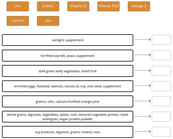SOLVED: 'Match the nutrient with the correct food source. zinc protein ...