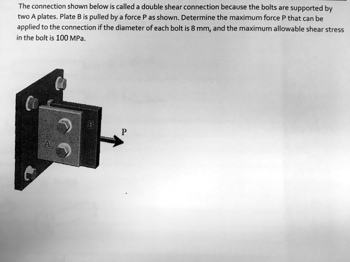 The connection shown below is called a double shear connection because ...