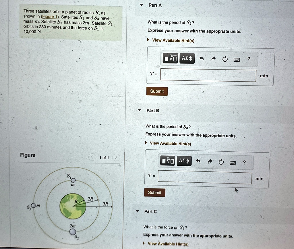 three satellites orbit a planet of radius r as shown in figure 1 ...