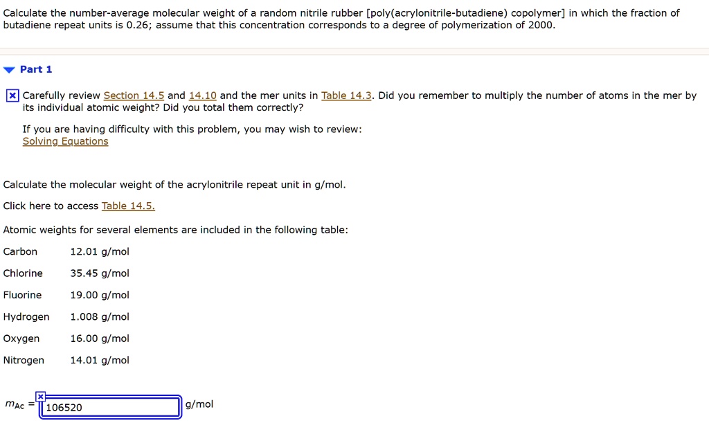 calculate the number average molecular weight of random nitrile rubber ...