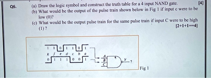 Q6. (a) Draw the logic symbol and construct the truth table for a 4 input NAND gate. (b) What ...